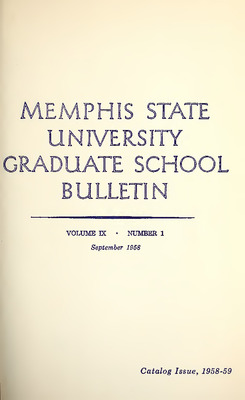 "1958 September, Memphis State University bulletin"