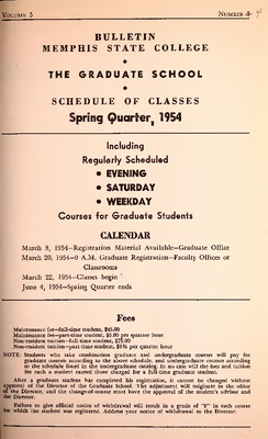 "1954 Spring, Memphis State College bulletin"