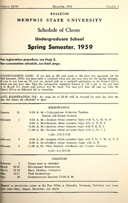 "1958 December, Memphis State University bulletin"