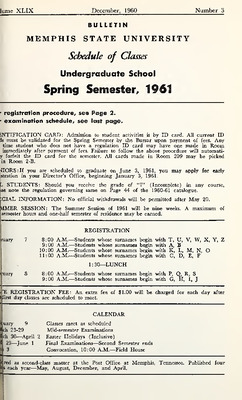 "1960 December, Memphis State University bulletin"
