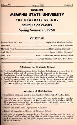 "1960 January, Memphis State University bulletin"