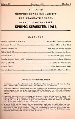 "1963 February, Memphis State University bulletin"