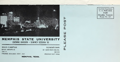 "1966 Summer, Memphis State University bulletin"