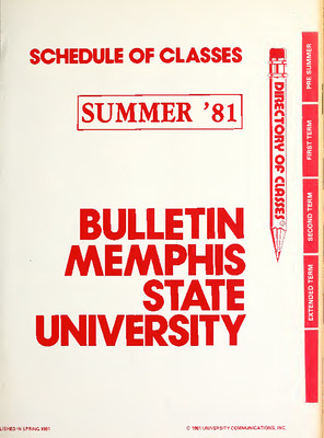 "1981 April, Memphis State University bulletin"