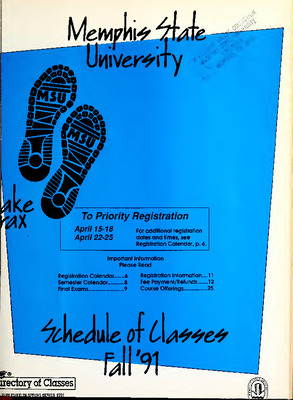 "1991 Fall, Memphis State University schedule of classes"