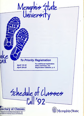 "1992 Fall, Memphis State University schedule of classes"